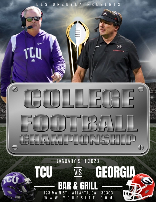College Football Championship Flyer TCU VS GA Template | PosterMyWall
