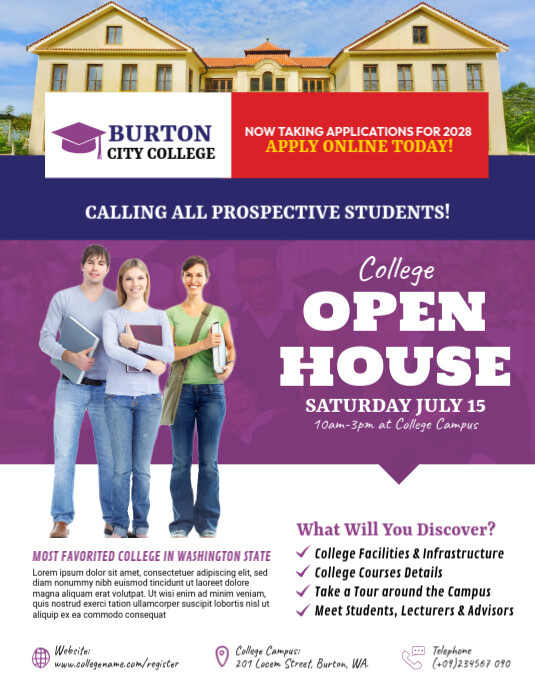 College Open House Flyer Template | PosterMyWall