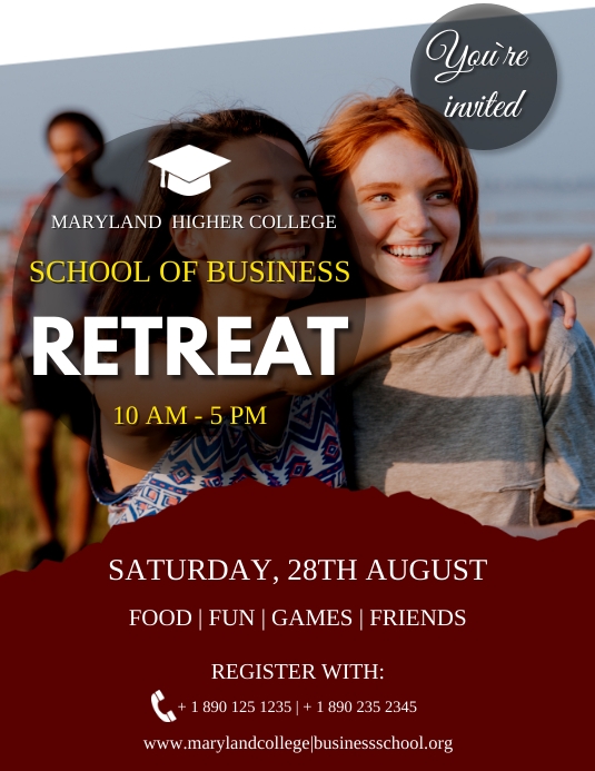 COLLEGE RETREAT FLYER Template | PosterMyWall