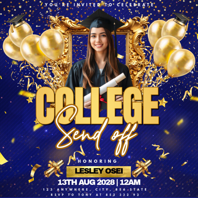 College Send Off Invitation Instagram Post Template | PosterMyWall