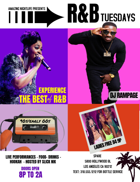 Color Block R&B Day Party Night Experience Fl Template | PosterMyWall