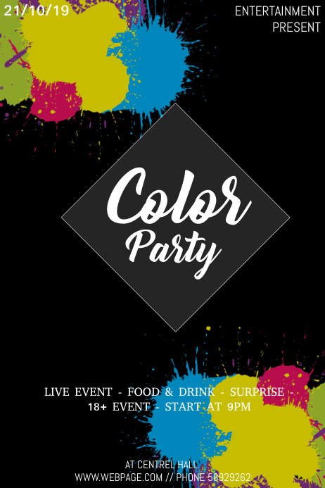 Color Party event flyer template | PosterMyWall