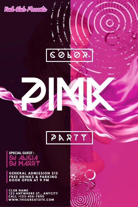 Color Pink Party Design Template | PosterMyWall
