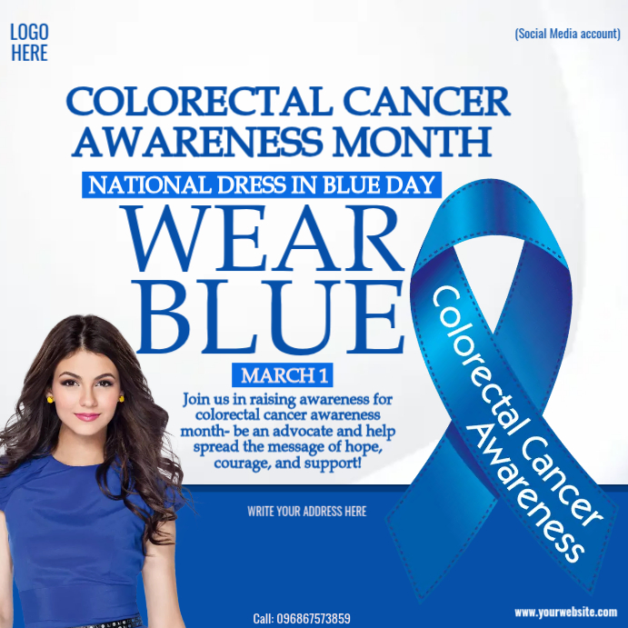 colorectal cancer awareness month blue Template | PosterMyWall