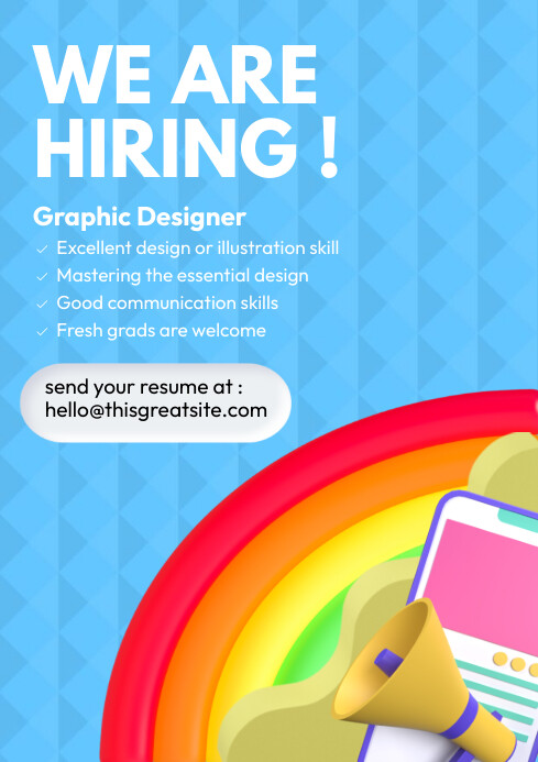 Colorful 3D We are Hiring Poster Templat | PosterMyWall