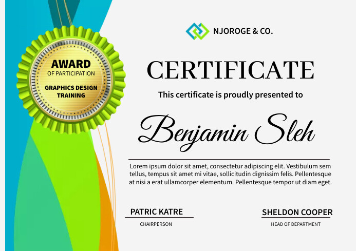 Colorful A4 Certificate Template | PosterMyWall