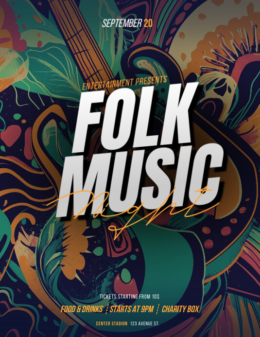 Copy of Colorful Abstract Folk Music Flyer (us Lette | PosterMyWall