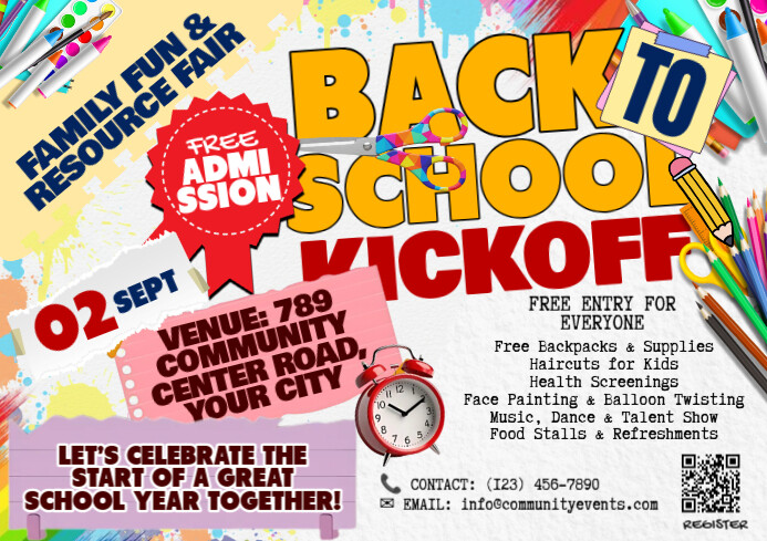 Colorful Back to School Kickoff Template | PosterMyWall