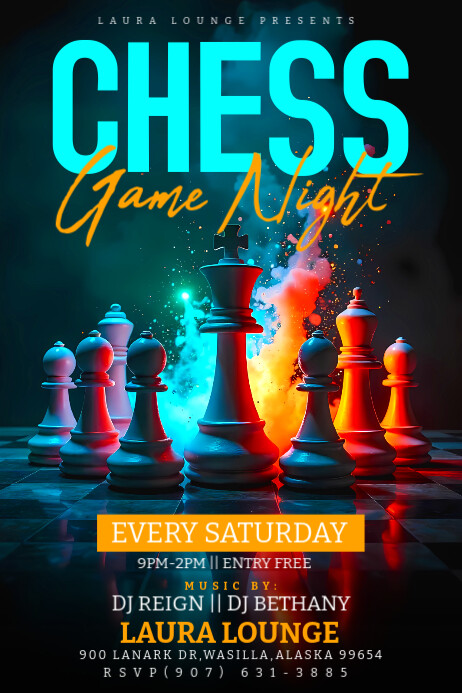 Copy of Colorful Chess Game Night Flyer and Poster | PosterMyWall