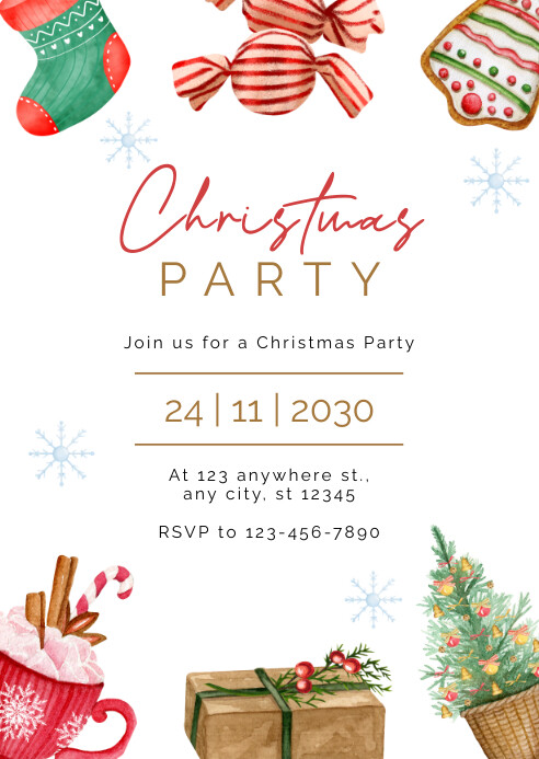 Colorful Christmas Party Invitation Card Template | PosterMyWall