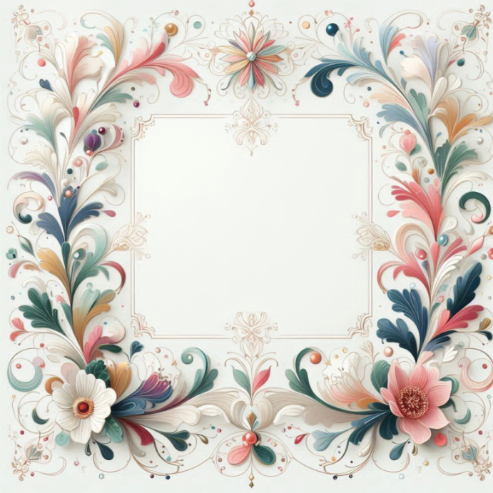 Colorful floral ornamental border | Minimal wedding invitation template ...
