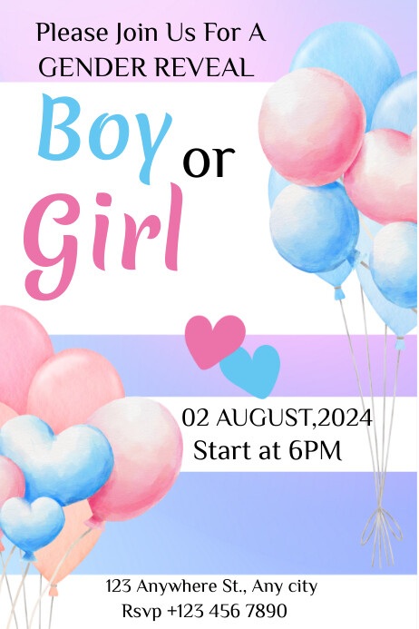 Colorful Gender Reveal extravaganza surprise Template | PosterMyWall