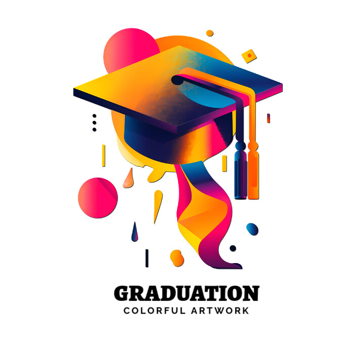 Colorful graduation cap illustration Template | PosterMyWall