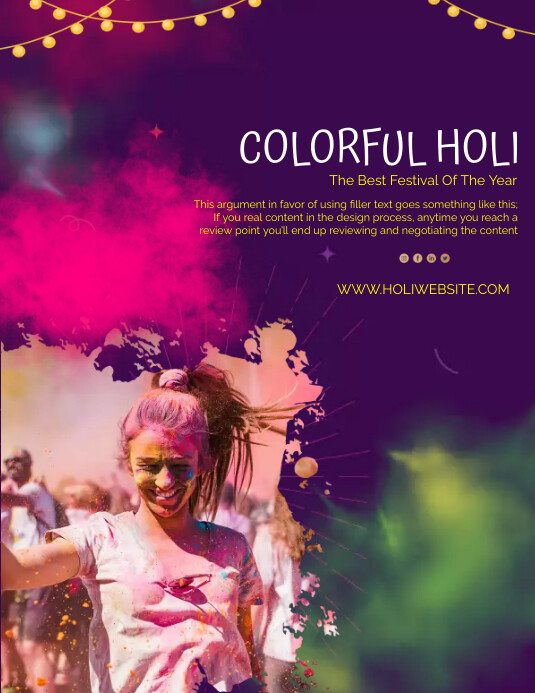 Colorful Holi Template | PosterMyWall