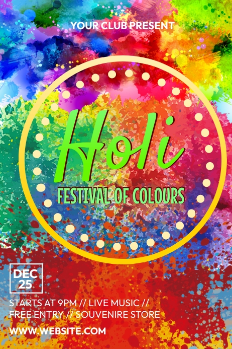 Colorful Holi Flyer Template | PosterMyWall