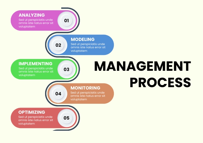 Plantilla de Colorful Management Process Presentation | PosterMyWall