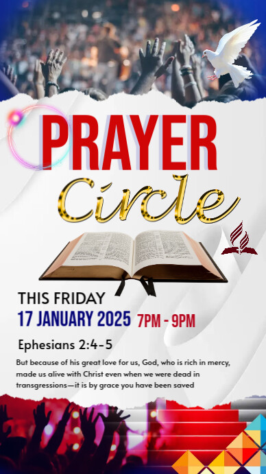 Colorful Maximalist Prayer Circle Bible Study Church Poster Digital ...