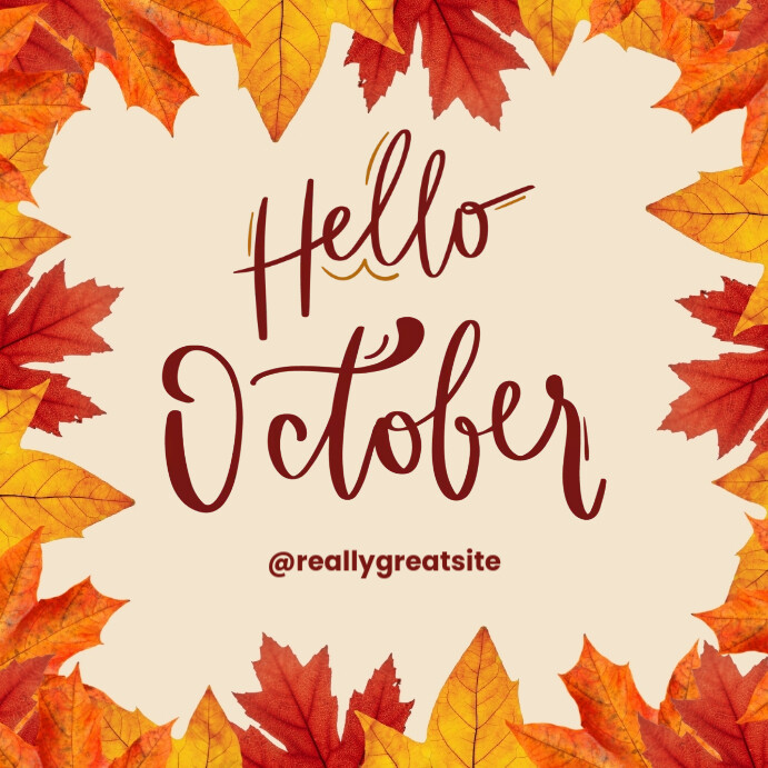 Colorful Modern Hello October Instagram Post Template | PosterMyWall