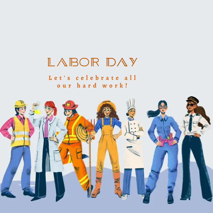 Colorful Modern Illustrated Labor Day Instagr Template | PosterMyWall