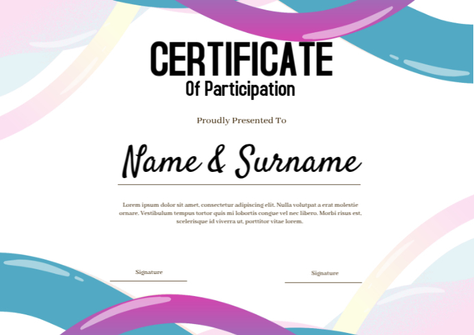 Colorful Modern Seminar Certificate of Participation Template ...