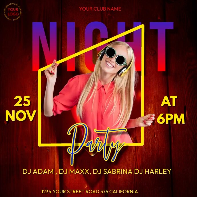 COLORFUL NIGHT PARTY INSTAGRAM PHOTO Template | PosterMyWall