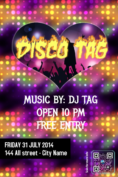 Copy of Colorful party flyer with visual QR code | PosterMyWall