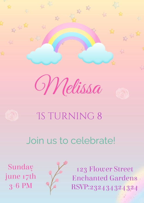 Colorful Rainbow Party Invitation Template | PosterMyWall