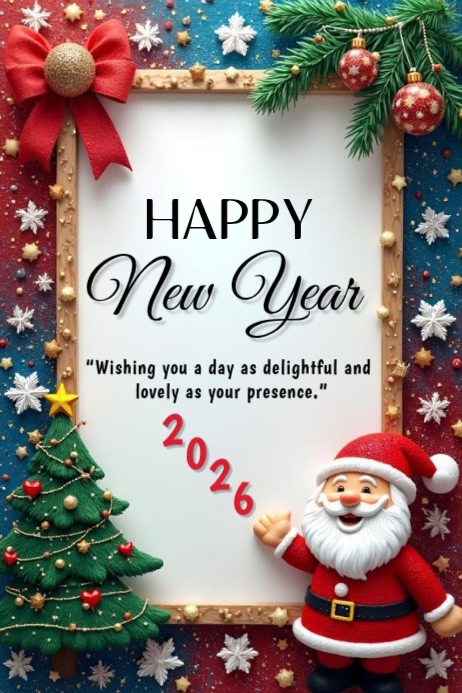 Colorful Santa Happy New Year 2026 Celebration Poster Template ...