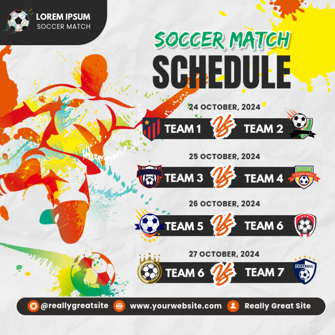 Copy of Colorful Soccer Match Schedule Instagram Post | PosterMyWall