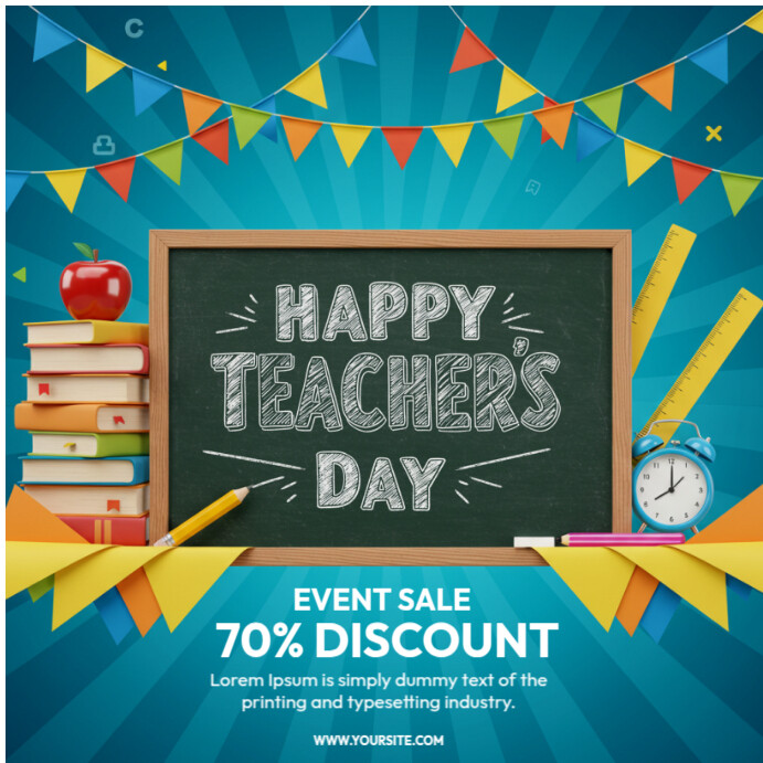 Colorful Teacher’s Day Chalkboard Poster Template | PosterMyWall