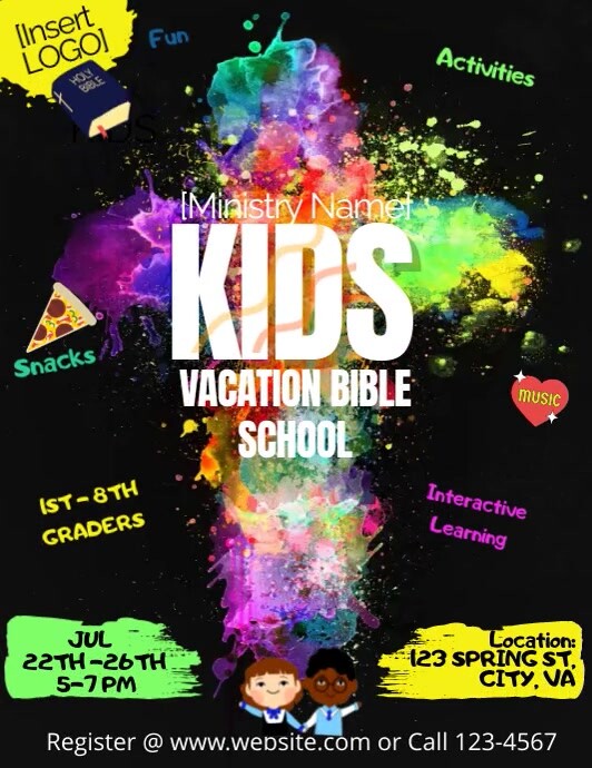 colorful vibrant vbs vacation bible school il Template | PosterMyWall