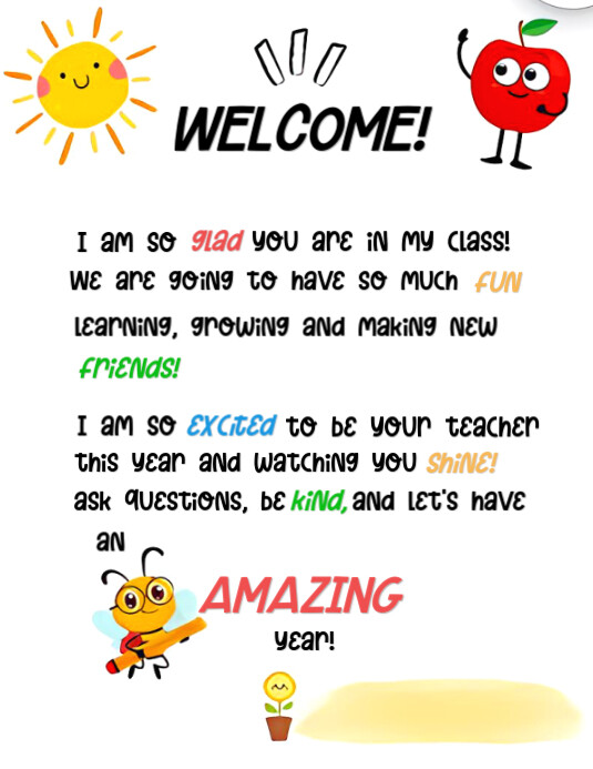 Copy of Colorful Welcome Back to School Teacher Poster | Positive ...