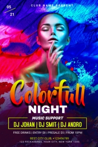Colorfull night party flyer Template | PosterMyWall