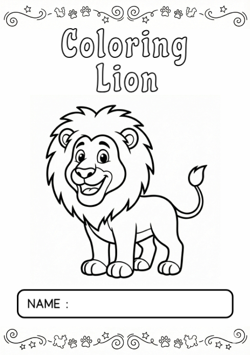 Copy of Coloring and Drawing Lion For Child A4 | PosterMyWall