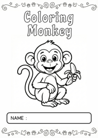 Coloring and Drawing Monkey for Child A4 Template | PosterMyWall