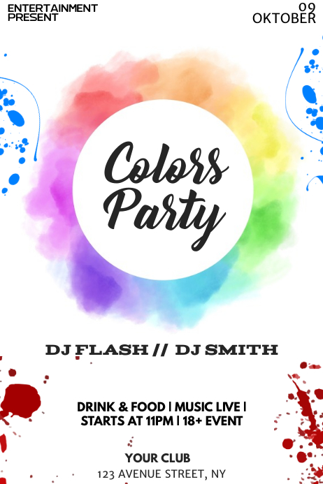 Colors Party night flyer template | PosterMyWall