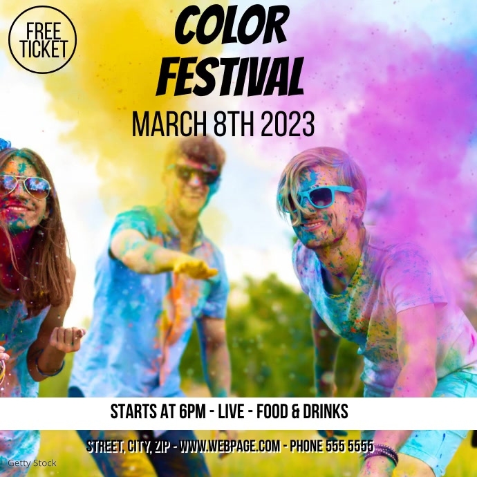 Colour Fastival Video Template | PosterMyWall