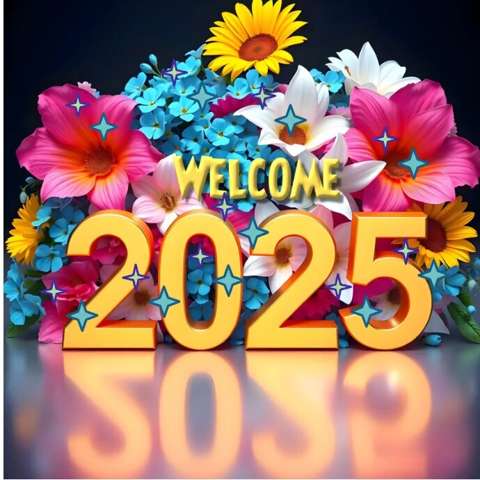 Colourful flowers Instagram post New year greeting card Template ...
