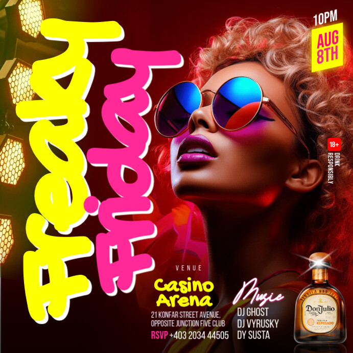 Plantilla de Colourful Freaky Friday Party Club Flyer for Social Media ...