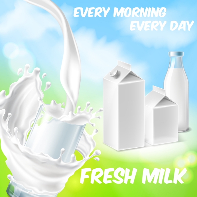 Colourful fresh milk glass splash design Template | PosterMyWall