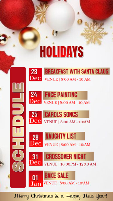 Colourful Joyful Holidays Schedule Instagram Story Template | PosterMyWall