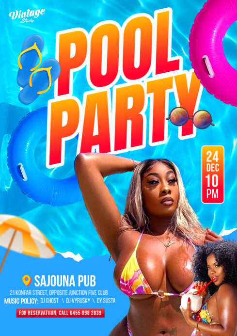 Colourful Pool Party Event Flyer Poster A4 | PosterMyWall