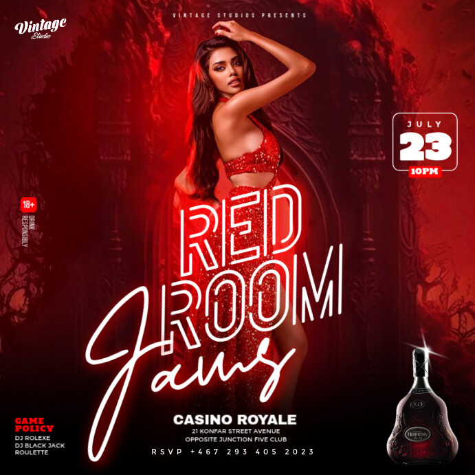 Colourful Red Room Club Party Flyer for Social Media Template | PosterMyWall