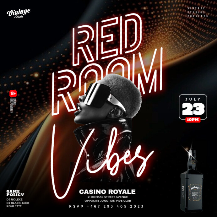 Copy of Colourful Red Room Club Party Flyer for Social Media | PosterMyWall