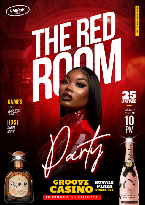 Colourful Red Room Club Party Flyer Poster A4 | PosterMyWall