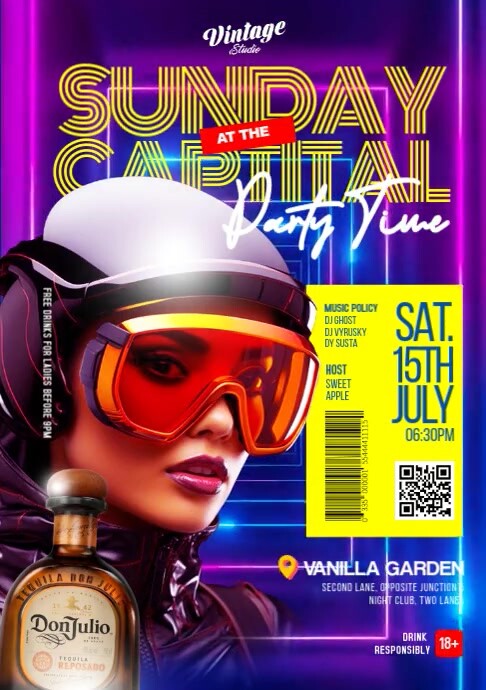 Plantilla de Colourful Sunday Club Party Poster Flyer | PosterMyWall