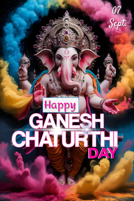 Colourful Vintage Happy Ganesh Chaturthi Day Template | PosterMyWall