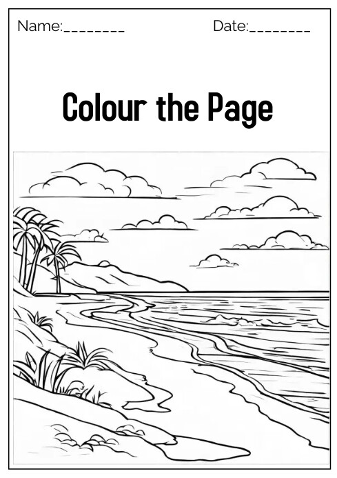 Colouring Scenery Page For kids / Toddlers Template | PosterMyWall