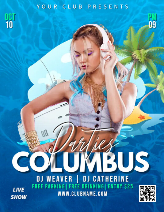 Columbus Beach Party Template | PosterMyWall