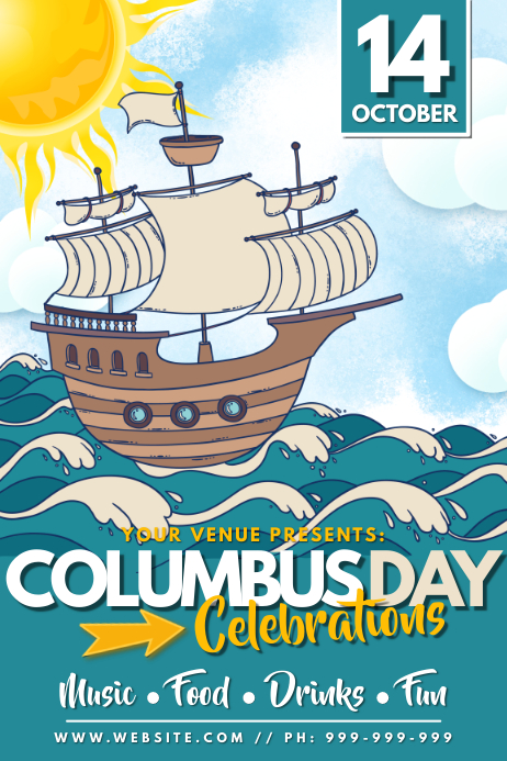 Columbus Day Celebration Poster Template | PosterMyWall